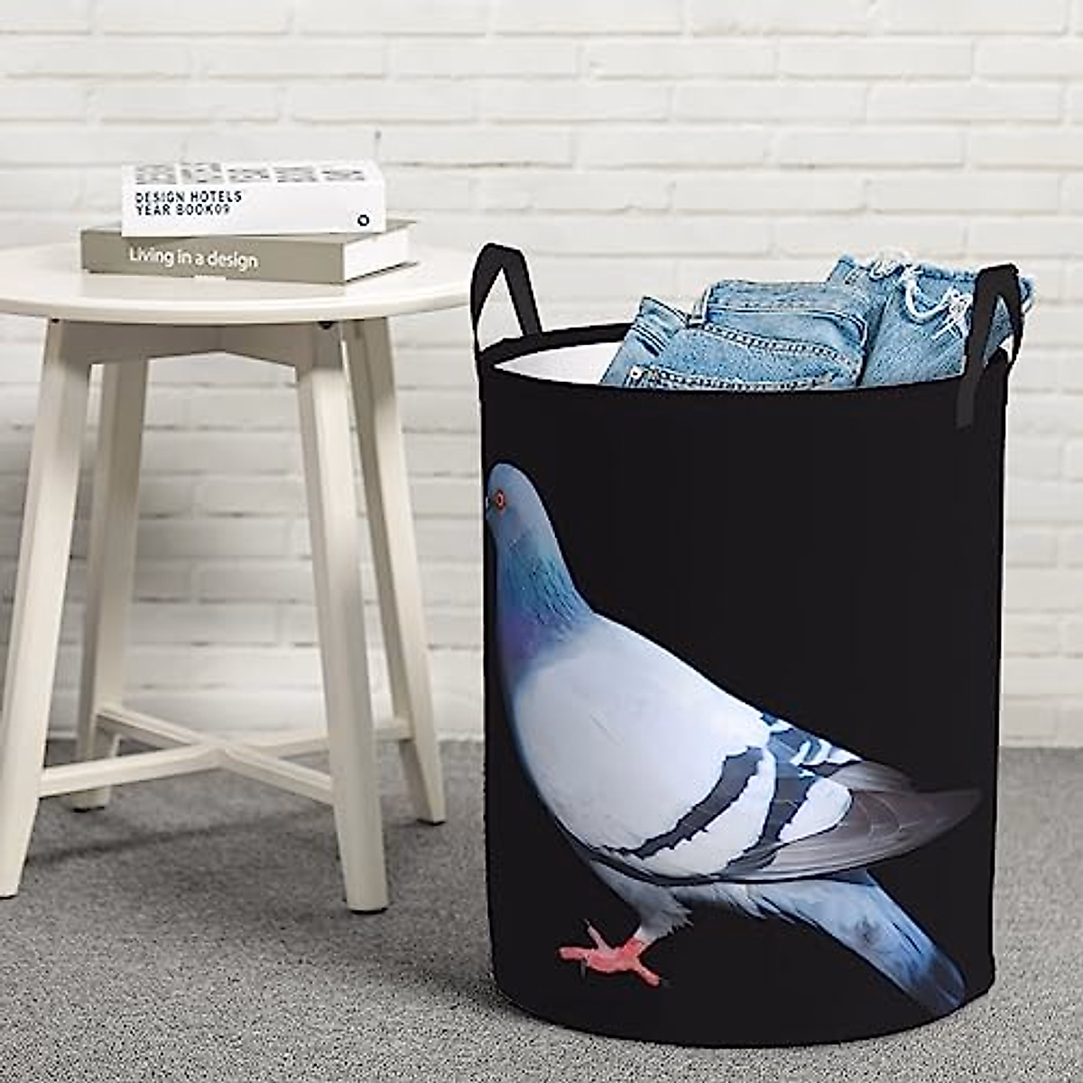 Pigeon Laundry Basket Protable Circular Laundry Hamper Storage Bin Organizer With Handles For Bathroom,Bedroom Clothes