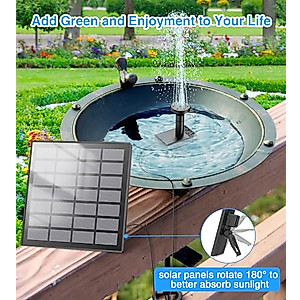 SZMP Solar Fountain 2024 Upgraded DIY Bird Bath Fountains, 1.8W Glass Panel Solar Fountain Pump with 8 Nozzles & 9.84ft Power Cord, Solar Bird Bath Fountain for Grass, Stakes, Garden, Pond (Black)