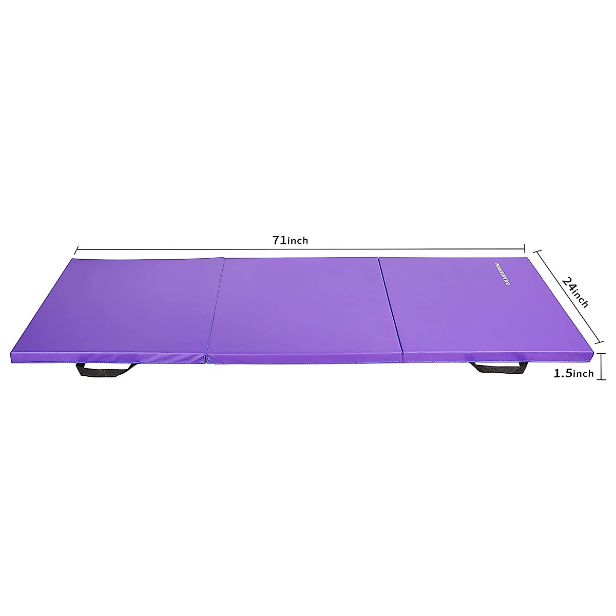 Signature Fitness Three Fold Folding Exercise Mat with Carrying Handles for MMA, Gymnastics and Home Gym Protective Flooring, 1.5-Inch Thick, Purple