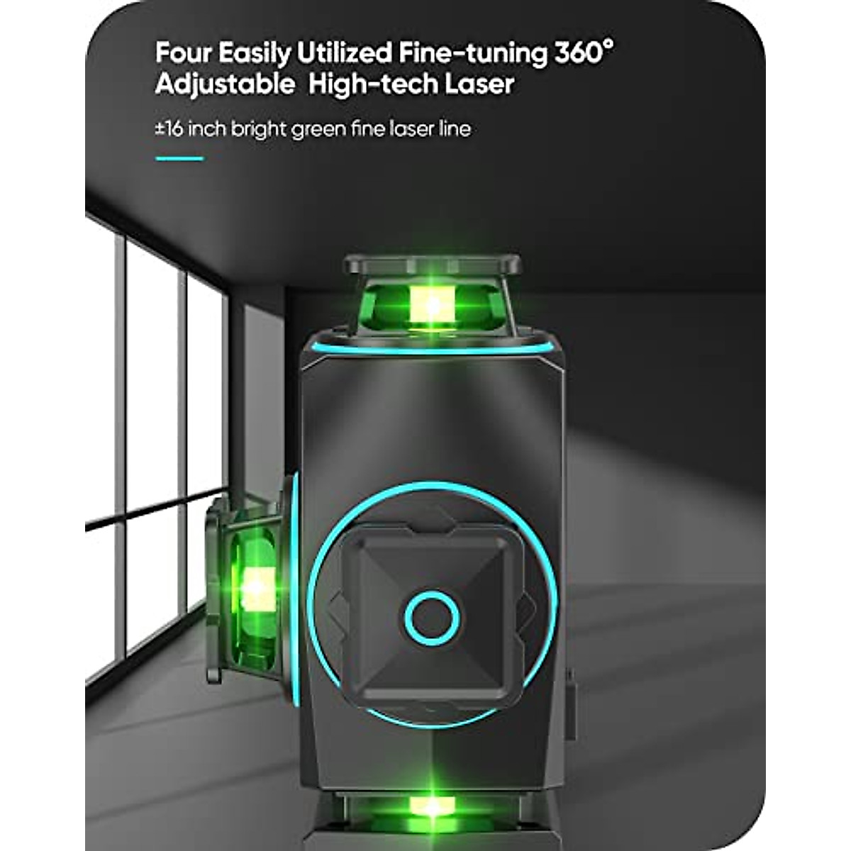 Laser Level Self Leveling 360 Green 4-Plane 4D 16 Line ACTBOT 10000mAh All-Inclusive Kit Swivel Level Line Laser with Pulse Mode Tilt Horizontal Vertical 4x360 Cross Line Remote Controller Switchable