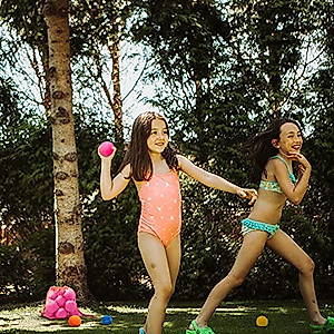 beetoy Sponge Balls for Water Fights 48 Reusable Water Balloons Water Balls Highly Absorbent Cotton Water Sponges Fight with Mesh Bag Water Toys for Pool Parties Trampoline Sprinklers and Summer Fun