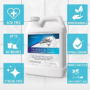 Black Diamond Stoneworks MARBLE & TILE FLOOR CLEANER. Great for Ceramic, Porcelain, Granite, Natural Stone, Vinyl and Brick. No-rinse Concentrate.(1-Gallon)