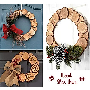 Wood Slices 16Pcs 3.5''-4'' Unfinished Wood Rounds Natural Thicken Slab with Bark for Coasters Centerpieces Wedding Rustic Craft Wooden Christmas Ornaments