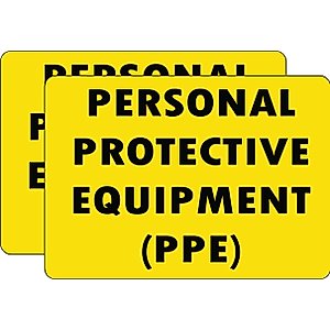 PPE Sticker Pair (5x7) Decals Black Printed on Yellow Personal Protective Equipment