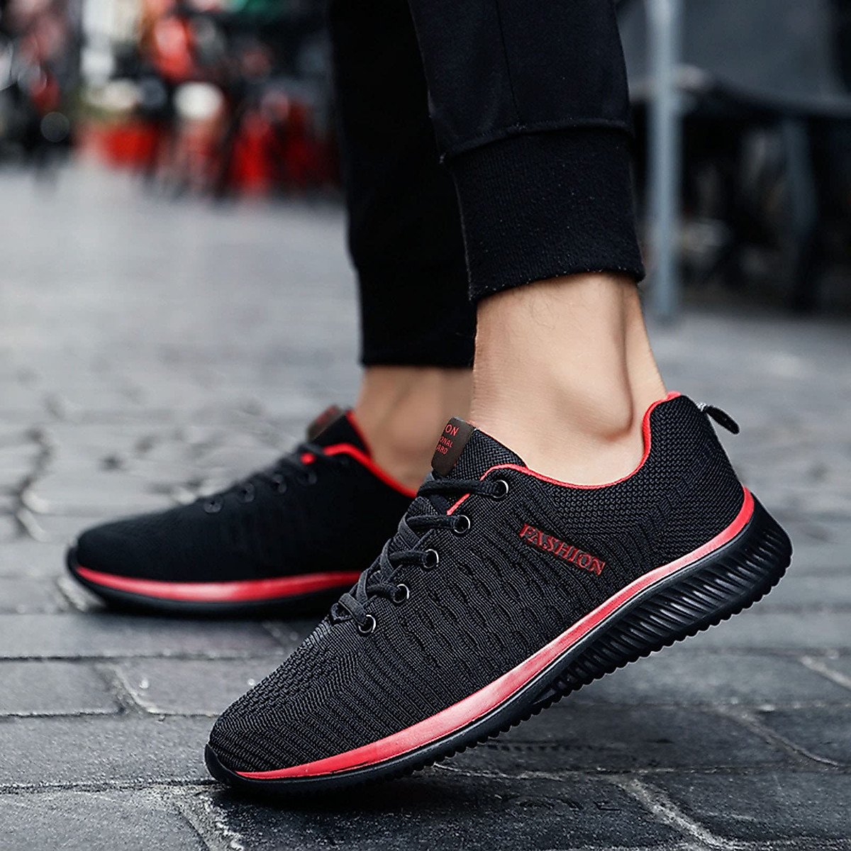 JWSVBF Women Tennis Shoes Slip On Sneakers Arch Support Mesh Knit Lace Up for Basketball Running Orthopedic Sandals Thong Wedge Casual Shoes Unisex Fashion Autumn B-red