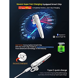 Glazata Wireless Headset with ENC Dual Mic Noise Canceling & Mute Key, apt-X & apt-X HD for Driving, Office, Business, Compatible with Cell Phone and PC 「White」