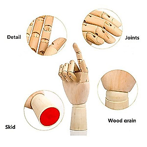 Wood Artist Drawing Manikin Articulated Mannequin with Wooden Flexible Fingers 2 pcs(10 inches-Left Hand&Right Hand)