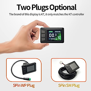 HUDAMZKY Ebike Color Screen Display Meter KT-LCD7C 24V 36V 48V 52V Electric Bike Conversion Kit Display for KT Controller (LCD7C SM Plug)