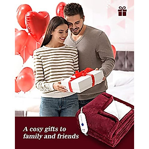 YANYEA Electric Heated Throw Blanket Sherpa 50"x60" 5 Heat Settings 3 Hours Auto Off Overheat Protection for Home Office Use