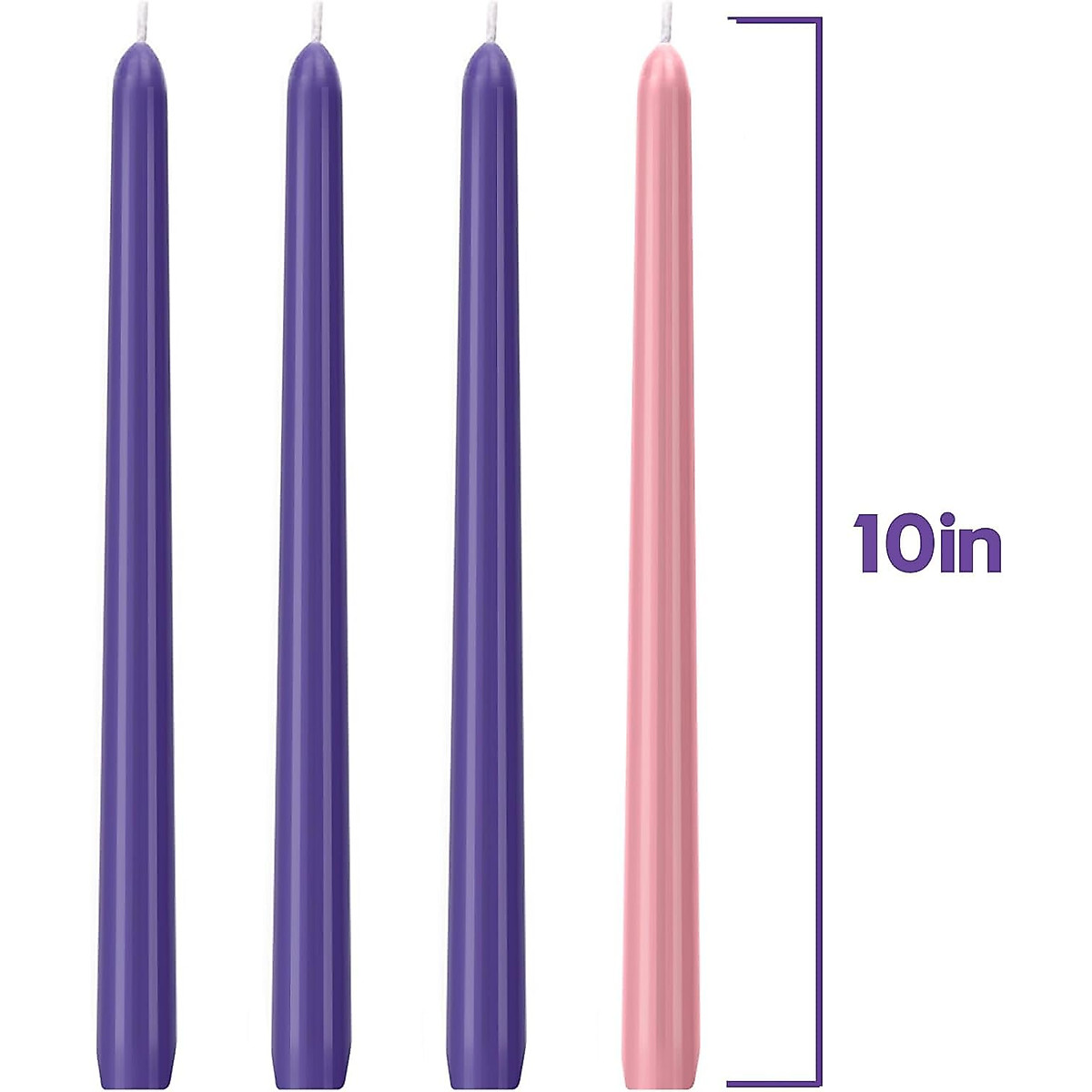 4 Pack Advent Taper Candles Set, 10-Inch Premium Hand-Dipped Unscented Christmas Advent Candles - Perfect for Holidays, Seasonal Celebrations, Church Services, and Parties.