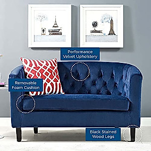 Modway EEI-2615 Prospect Velvet Upholstered Contemporary Modern Loveseat In Navy