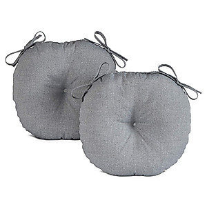 Greendale Home Fashions 15-inch Outdoor Round Bistro Seat Cushion, 2 Count (Pack of 1), Cement