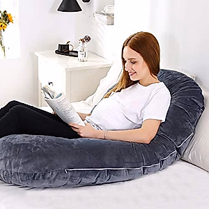 CDEN Pregnancy Pillow, C Shaped Full Body Pillow 52", Maternity Pillow Support for Back, Legs, Neck, HIPS for Pregnant Women with Removable Washable Velvet Cover(Black)