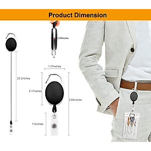 Fushing 20Pcs Retractable ID Badge Holders ID Badge Reels with Clip Retractable Badge Holders for Office Worker Doctor Nurse (Black)