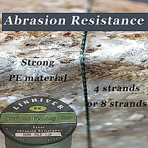 LinHiver Braided Fishing Line, Strong Power, Great Abrasion Resistance, Thin Diameter, No Stretch, Low Memory and High Sensitivity(547Yds, 50LB)