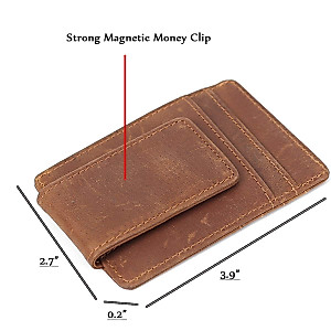 Eurynome Money Clip For Men, Personalized mens Front Pocket Wallet With Money Clip, Genuine Leather Wallets, Gift For Men (Brown 01)