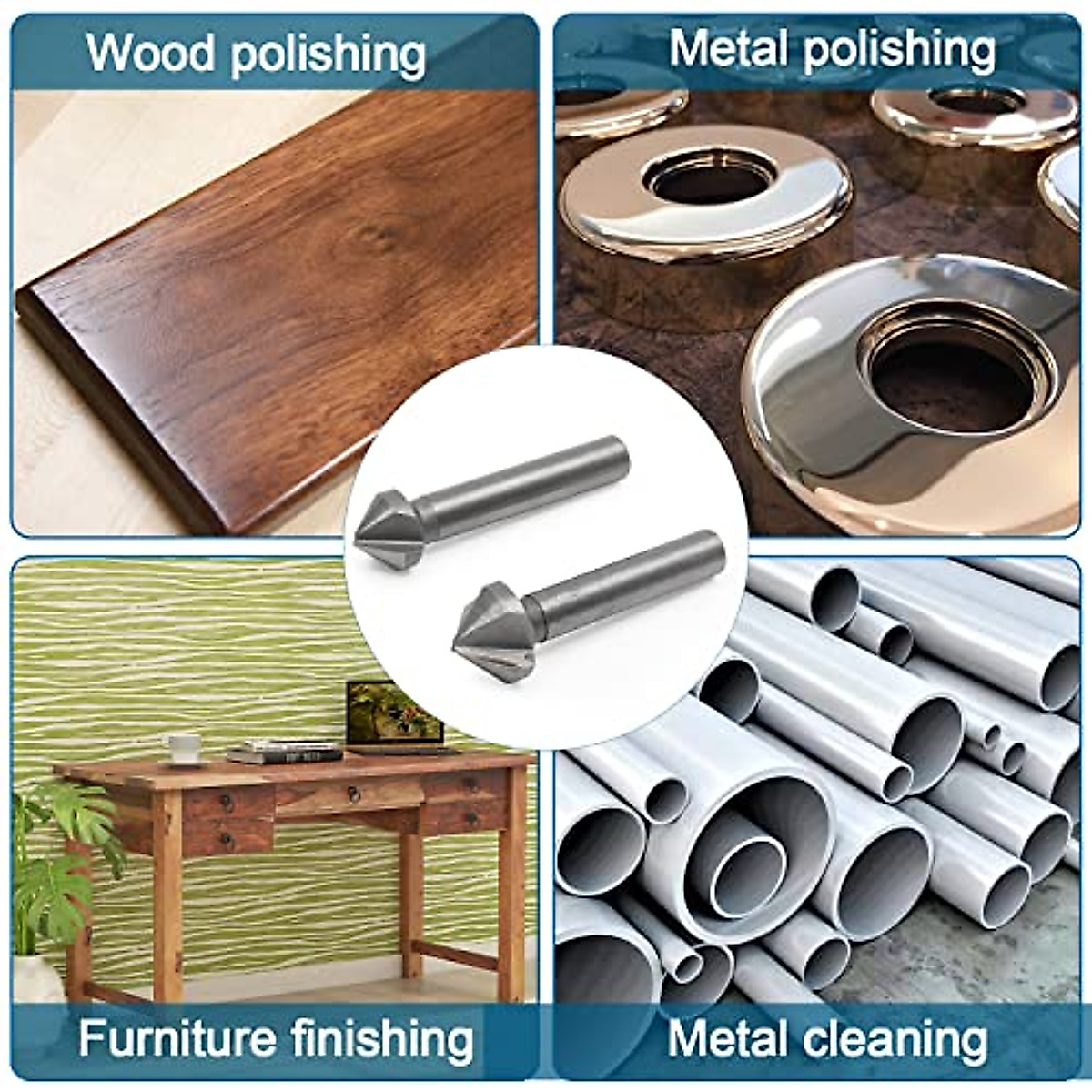 Aracombie 6 Pack 3 Flute 90 Degree Countersink Drill Bit Set, HSS Chamfering Tool Set Metric End Mill Cutter Bits, Deburring Chamfering Bit for Metal, Wood, Aluminum, Stainless Steel