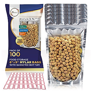 Belle KR - Pack of 300-100 Each of Small, Medium and Large Mylar Bags - Stand Up Clear Front Pouches