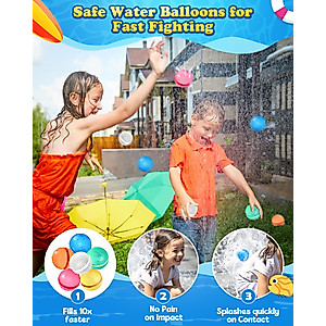 SOPPYCID Reusable Water Balloons, Self Sealing, Refillable Water Bomb Splash Balls, Pool Toys for Kids Ages 3-12, Outdoor Water Toys for Summer Fun Pool Party Favors (8 Pcs)