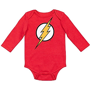 WARNER BROS. Justice League Superman Batman Flash Baby 3 Pack Long Sleeve Bodysuit