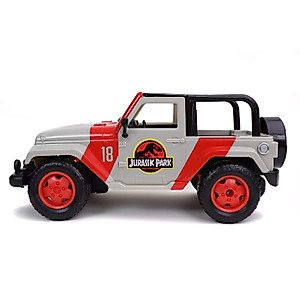 Jada Toys Jurassic World Hollywood Ride Jurassic Park Jeep Wrangler Remote Car Hollywood Rides Jurassic Park Jeep Wrangler - 1:16 Scale Radio Control Vehicle,Beige