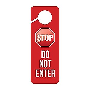 Stop - Do Not Enter Door Hanger Sign for Office, Classroom, or Home - 3.5 x 9.5"