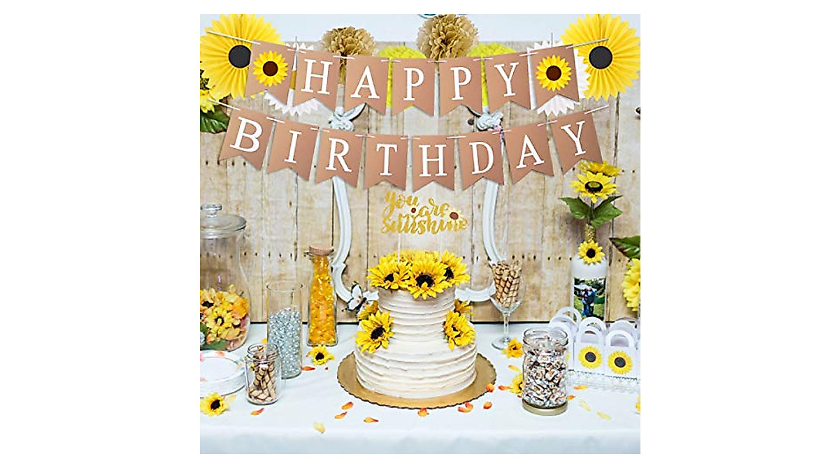Sunflower Happy Birthday Banner - Rustic Party Decor for All Occasions