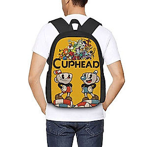 Woodyotime Cuphead & Mugman Show Teen/Adult School Bag Lightweight Backpack Laptop Rucksack Students College For Men Women Large Space