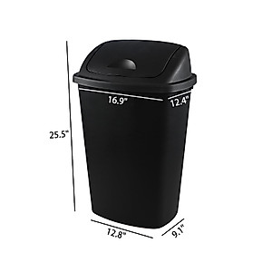EudokkyNA Set of 4 Large Trash Cans with Lids, 13 Gallon Black Swing Top Garbage Can