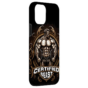 iPhone 13 Pro Max All Muscle Bodybuilder with CERTIFIED BEAST in White Text Case