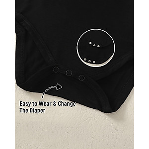 DEFAHN 2PCS Bamboo Baby Rompers Unisex Onsies Solid Short Sleeve Baby Bodysuit 3-6 Months Black