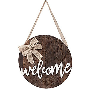 Dahey Welcome Sign for Front Door Decor Winter Wreath 12 Inch Farmhouse Wood Wall Hanging Outdoor Home Porch Decorations for Christmas Day All Seasons Holiday Housewarming Gift, Brown