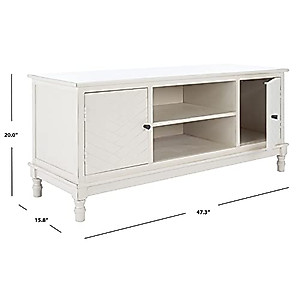 SAFAVIEH Home Collection Magnolia Distressed White 2-Door 2-Shelf Media Stand (up to 55-inch Flat Screen TV)