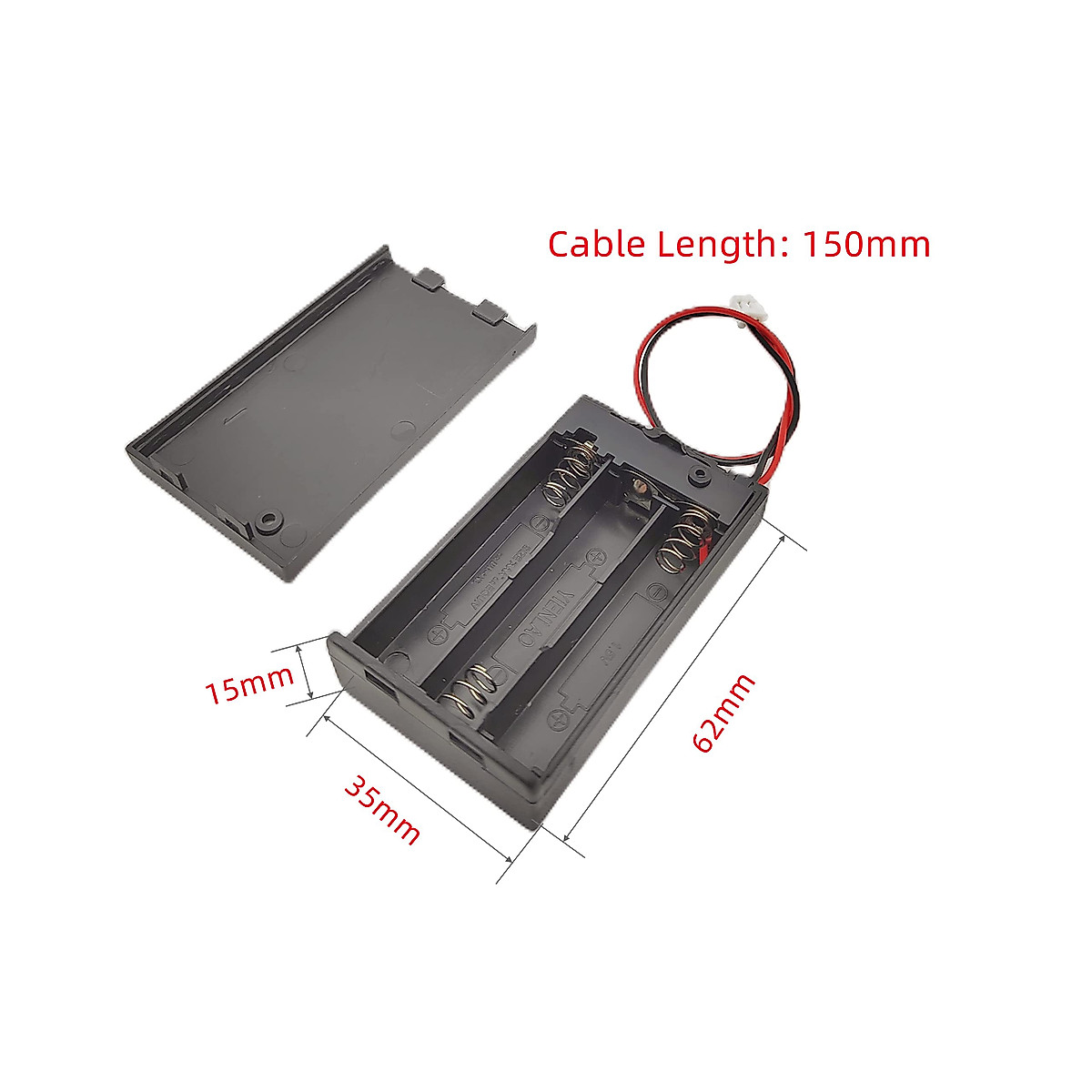 ShangHJ 3 Cell AAA Battery Holder Case Cover Storage Box with ON/Off Switch PH2.0 JST Connector Male 15cm Cable 3.3-4.5V (Pack of 6 Pieces)