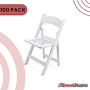 EventStable Titan PRO Resin Folding Chair - Indoor/Outdoor Lightweight Folding Chair - Slatted seat Folding Chair for Weddings Parties Events - 100 Pack