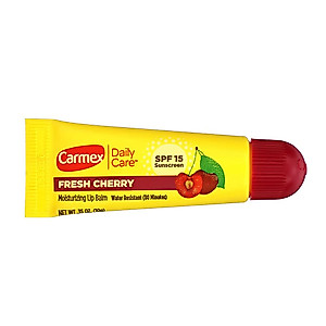 Carmex Lip Balm Tube Fresh Cherry SPF#15 0.35 Ounce (12 Pack)
