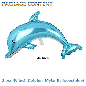 2 Pcs Dolphin Shape Splash Giant Foil Mylar Balloons Birthday Party Decorations Kids Gift