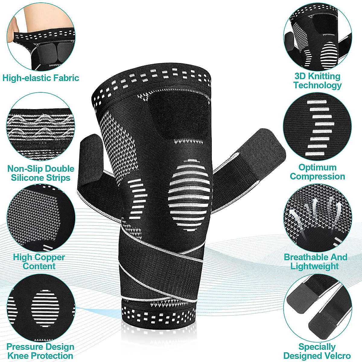 Dr. Brace Knee Braces for Knee Pain, Premium Knee Compression Sleeve Support with Straps for Running, Workout, Gym, Hiking, Arthritis, ACL, Joint Pain Relief, Meniscus Tear, Injury Recovery, Sports