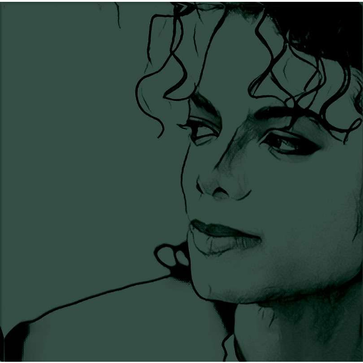 Startonight Canvas Wall Art Black and White Abstract Michael Jackson Celebrity, Artwork Modern Framed Original Art Painting, Unique Luminous Wall Art Minimalism Piece 32" x 32" Day & Night Effect