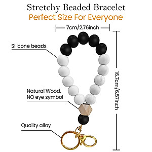Bracelet Keychain for Women，Ablaze Silicone Beaded Key Ring Bracelet Keys Holder Keychain Bracelet