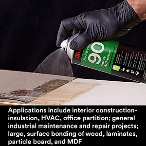 3M Hi-Strength 90 CA Spray Adhesive, Low VOC, Permanent, Bonds Laminate, Wood, Concrete, Metal, Plastic, Clear Glue, Net Wt 19 oz