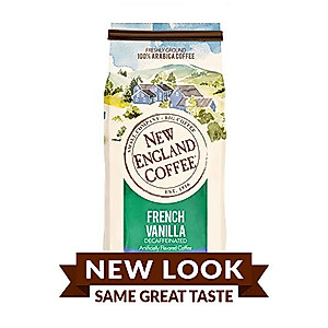 New England Coffee French Vanilla Decaffeinated Medium Roast Ground Coffee, 10oz Bag (Pack of 1)