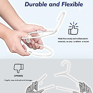 HOUSE DAY White Plastic Hangers 50 Pack, Plastic Clothes Hangers with Hooks, Space Saving Plastic Coat Hangers for Closet, Clothing Hangers Adult Hangers for Shirts, Coats, Skirt, Dress