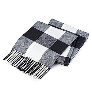 Buffalo Plaid Throw Blanket for Couch - Farmhouse Throw with Check Pattern - Soft Woven with Decorative Fringe - Lightweight for Bed, Sofa, Chair, Office, Outdoor - 50 x 60 in. (Black)