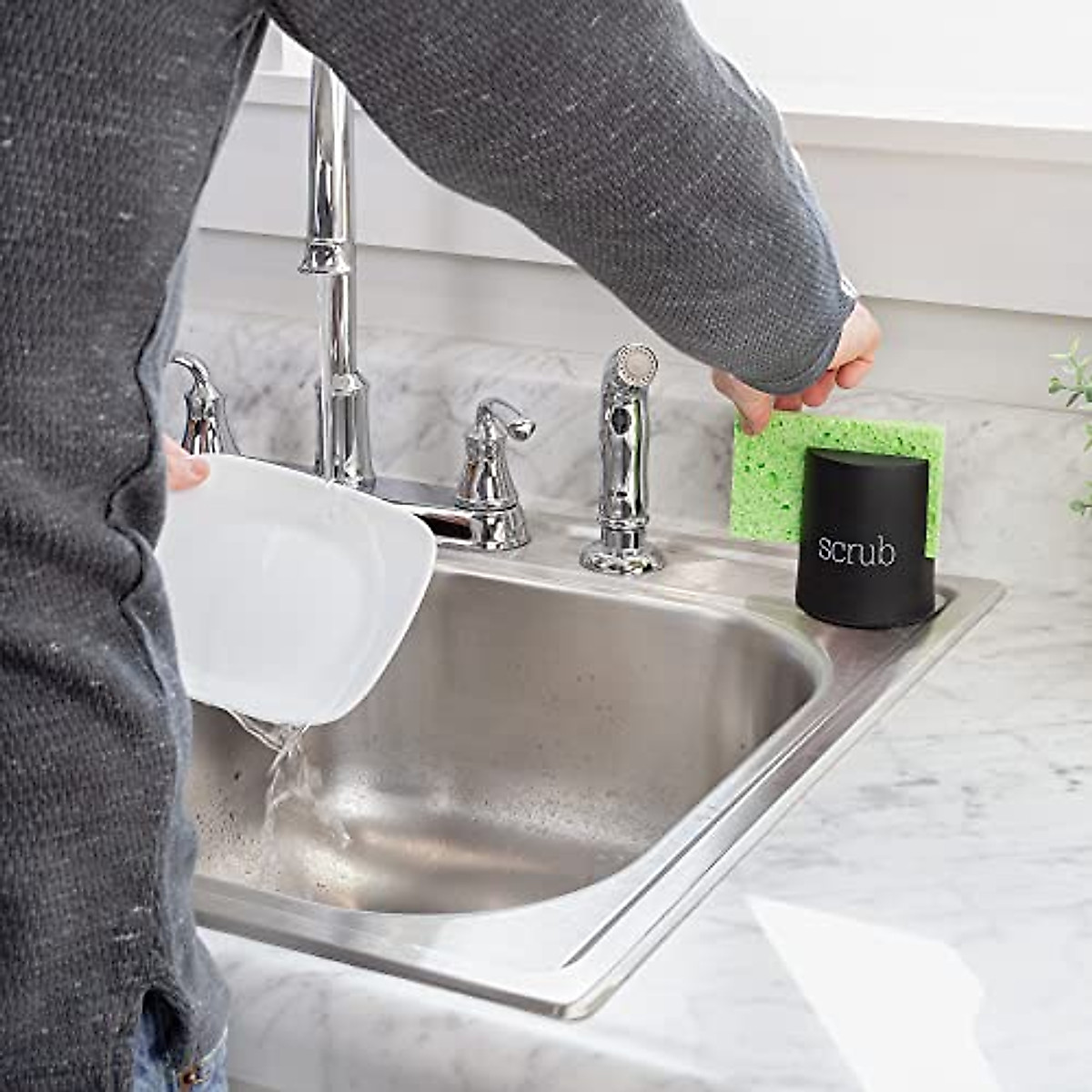 AuldHome Black Enamel Sponge Holder; Contemporary Kitchen Sink Accessory