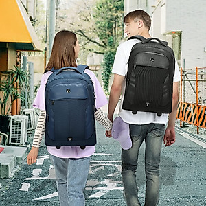 WMHYLYH 22 Inch Rolling Backpack, Waterproof Backpack with Wheels for Business and Travel Commuter, Carry on Laptop Backpack for Women and Men Adult (black)