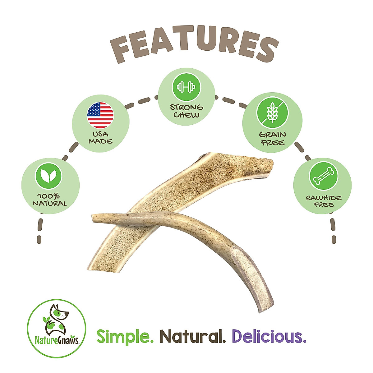 Nature Gnaws USA Deer Antlers for Dogs 4-7" (5 Count) - Mix of Split and Whole Pieces - Long Lasting for Small and Medium Breeds - Natural Dog Chew Bones