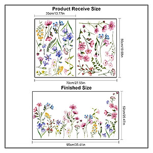 Spring Garden Flower Wall Decals, DILIBRA Bright Spring Floral Wall Sticker, Removable Peel and Stick DIY Art Vinyl Wallpaper for Baby Nursery Girls Bedroom Classroom Wall Decor (flower1)