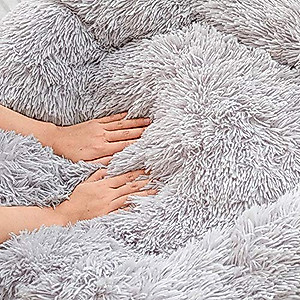 Fuerlun Dog Bed, Square Calming Warming Plush Cuddler, XL Extra Large Dog Bed & Furniture Anti Anxiety Cushion Bed (Light Gray, L)