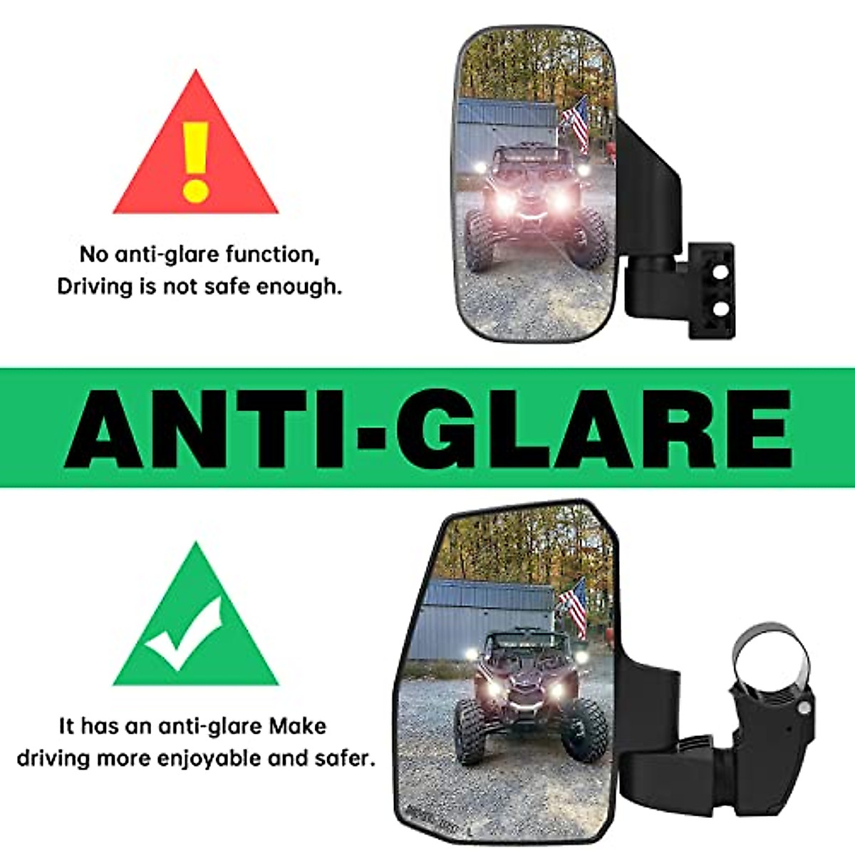 SHEJISI UTV Side Mirrors, You No Longer Need to Adjust by Hand，Innovative Automatic Reset Function, for 1.5"-2.0" Roll Cage, Compatible with Polaris RZR, Can Am Maverick, Honda Pioneer, Kawasaki Mule